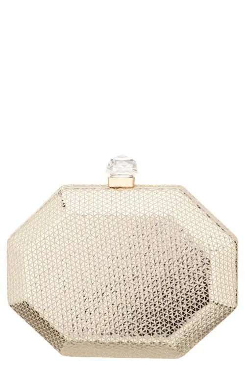 Nina Octagonal Minaudière Frame Clutch - Gold