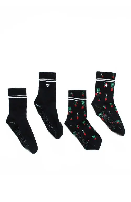 AREBESK 2-pack Classic Crew Grip Socks - Black Multi