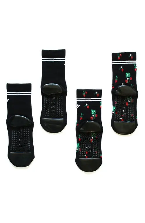AREBESK 2-pack Classic Crew Grip Socks - Black Multi