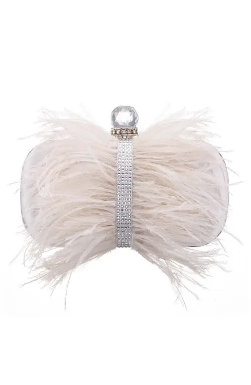 Nina Ostrich Feather Minaudiere - Ivory