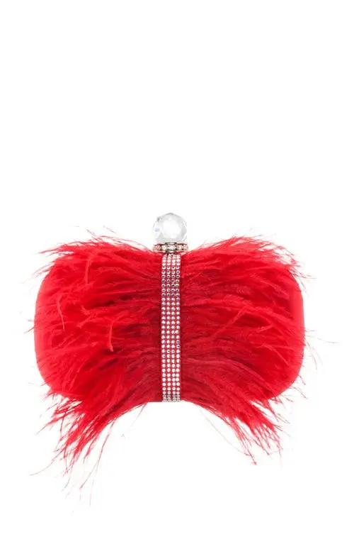 Nina Ostrich Feather Minaudiere - Red Rouge