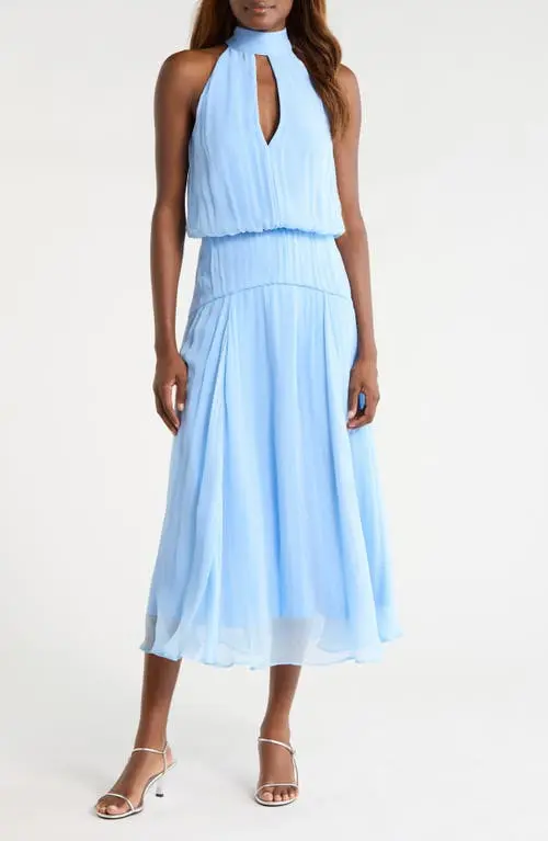 Staud Camryn Keyhole Crinkle Crepe Midi Dress
