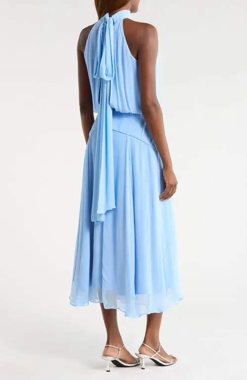 Staud Camryn Keyhole Crinkle Crepe Midi Dress