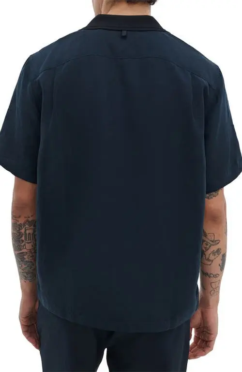 Rag & Bone Avery Slub Camp Shirt - Navy