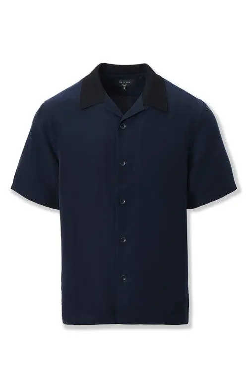Rag & Bone Avery Slub Camp Shirt - Navy