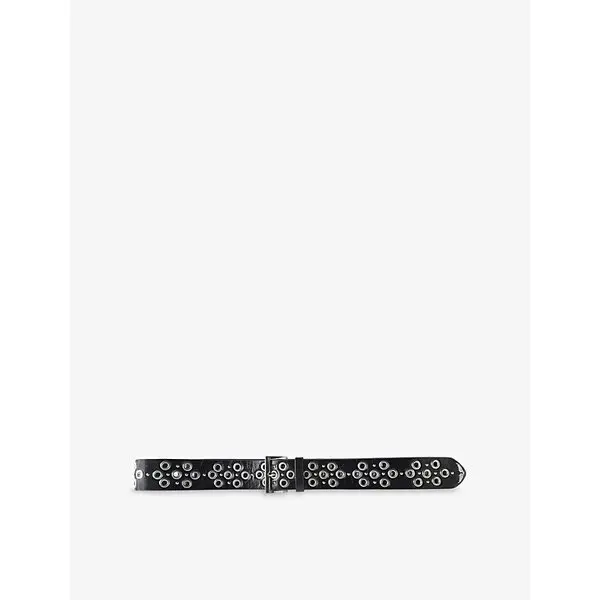 Zadig&Voltaire Eyelet Embellished Leather Belt - Black