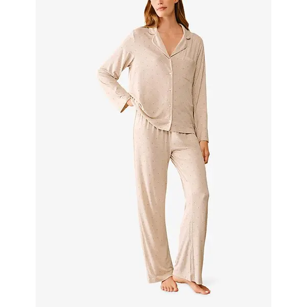 THE WHITE COMPANY Dotted Relaxed-fit Jersey Pyjamas