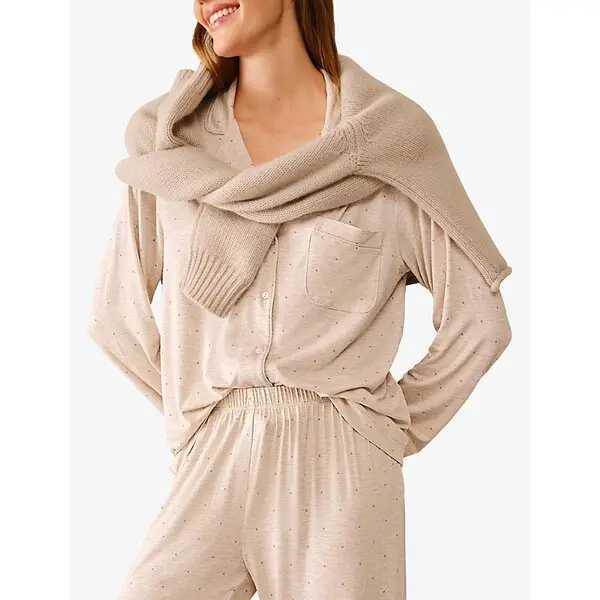 THE WHITE COMPANY Dotted Relaxed-fit Jersey Pyjamas