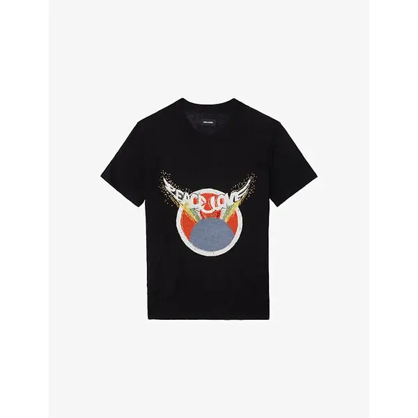 Zadig&Voltaire Idal Rhinestone-embellished Cashmere T-shirt