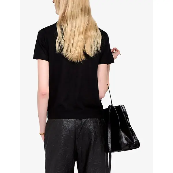 Zadig&Voltaire Idal Rhinestone-embellished Cashmere T-shirt