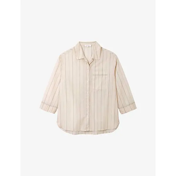 THE WHITE COMPANY Relaxed-fit Striped Cotton-poplin Pyjama Shirt - Ecru