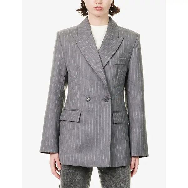 ANINE BING Tiphaine Pinstripe Wool Blazer
