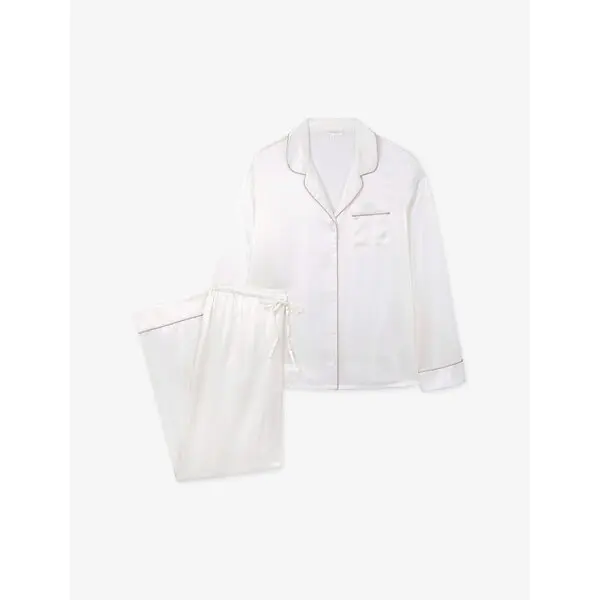 THE WHITE COMPANY Piped-trim Relaxed-fit Silk Pyjama Set - Ivory