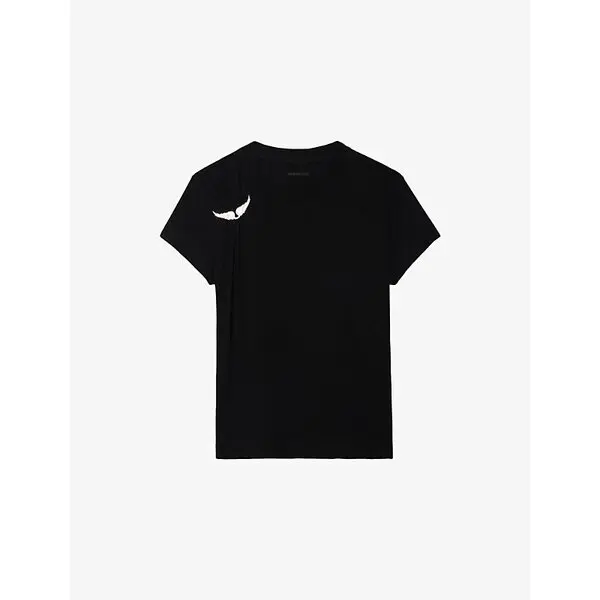 Zadig&Voltaire Cotton-jersey T-shirt With Wings Brooch