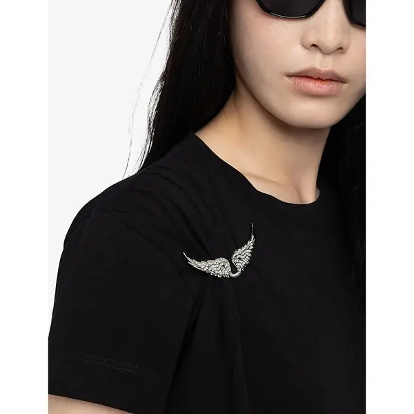 Zadig&Voltaire Cotton-jersey T-shirt With Wings Brooch