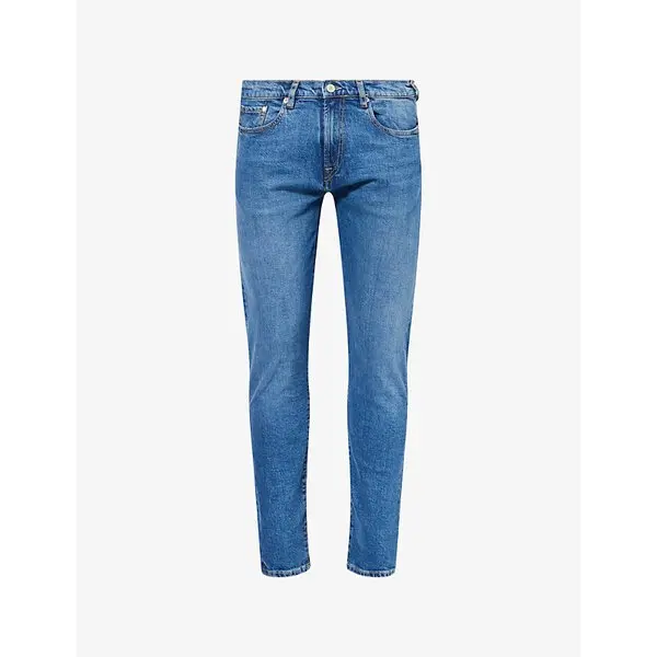 Paul Smith Brand-patch Tapered-leg Stretch-denim Jeans - Blue