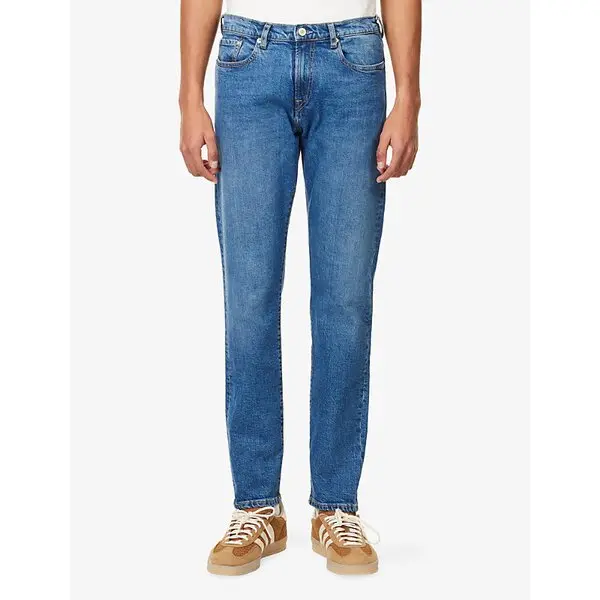 Paul Smith Brand-patch Tapered-leg Stretch-denim Jeans - Blue