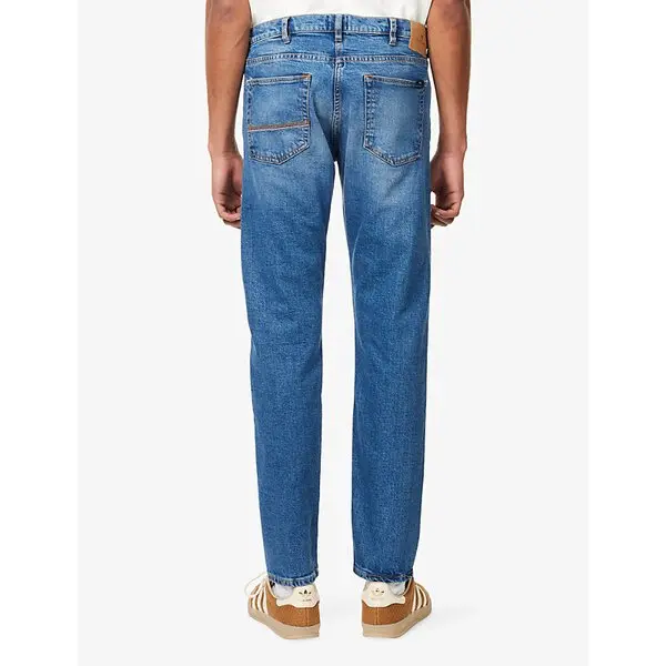 Paul Smith Brand-patch Tapered-leg Stretch-denim Jeans - Blue