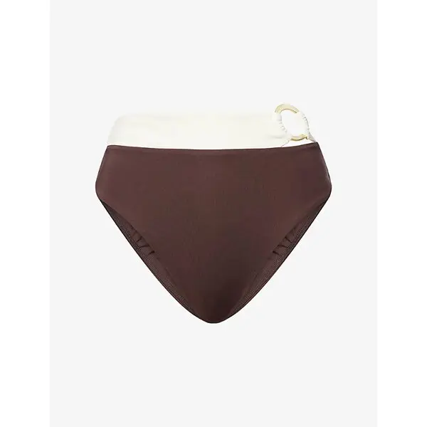 Monday Swimwear Costa Rica High-waisted Bikini Bottom - Espresso/ivory