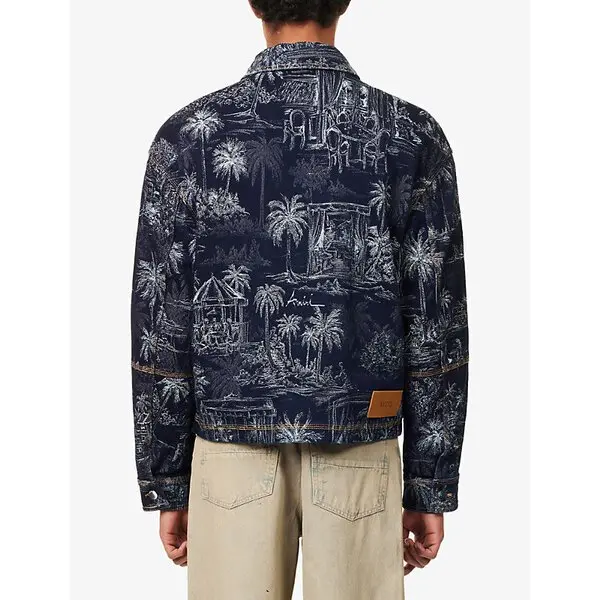 Amiri Chateau Palms Jacquard Denim Jacket