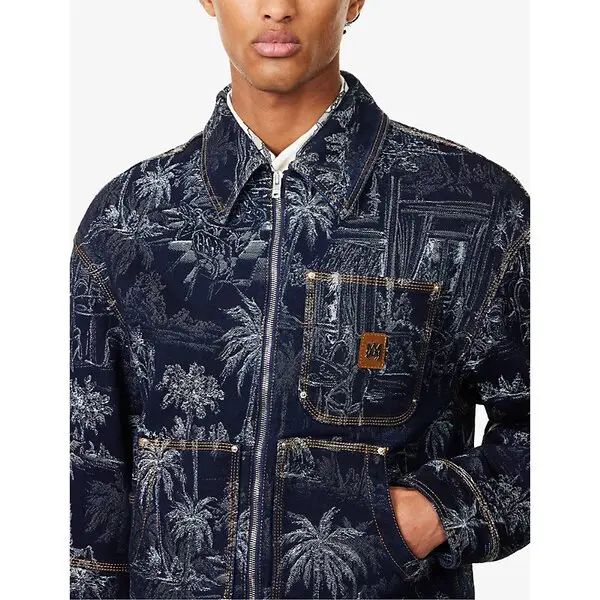 Amiri Chateau Palms Jacquard Denim Jacket