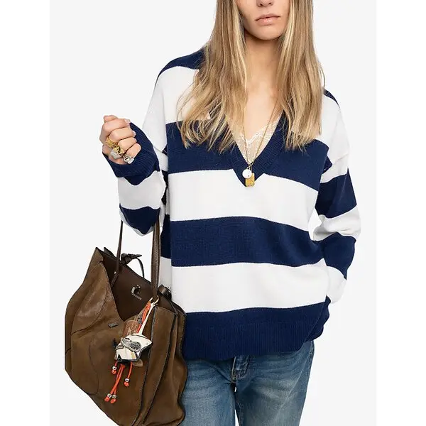 Zadig&Voltaire Wings Intarsia Wool And Cashmere Jumper - Marine