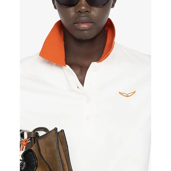 Zadig&Voltaire Logo-embroidered Cotton Polo Shirt - Cream