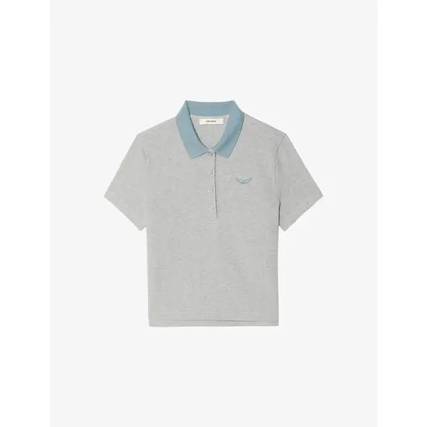 Zadig&Voltaire Logo-embroidered Cotton Polo Shirt - Medium Grey