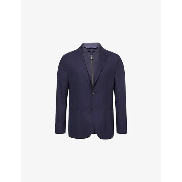 Corneliani Contrast-panel Notch-lapels Wool Blazer