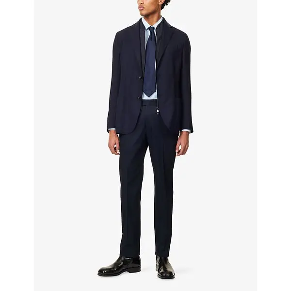 Corneliani Contrast-panel Notch-lapels Wool Blazer