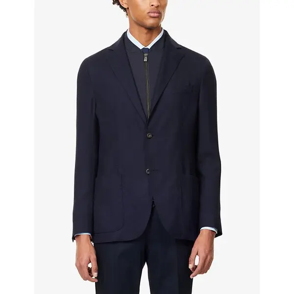 Corneliani Contrast-panel Notch-lapels Wool Blazer