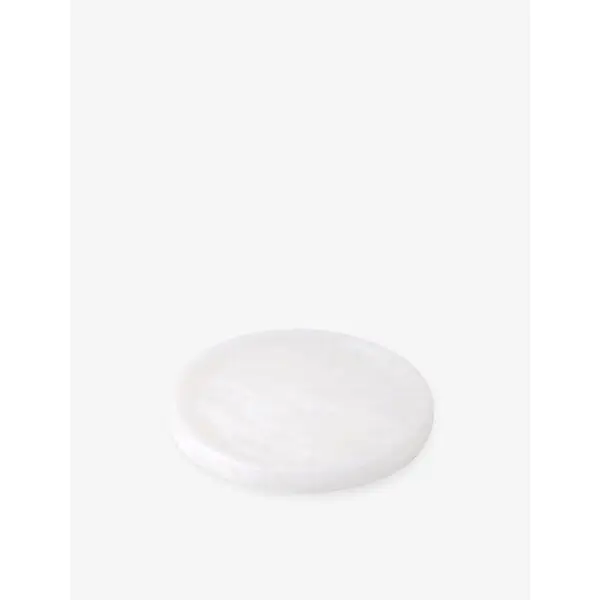 THE WHITE COMPANY Round Alabaster Candle Plate 18.5cm - White