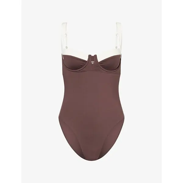 Monday Swimwear Clovelly Underwired Swimsuit - Espresso/ivory