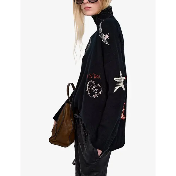 Zadig&Voltaire Bleeza Slogan-embroidered Cashmere Jumper
