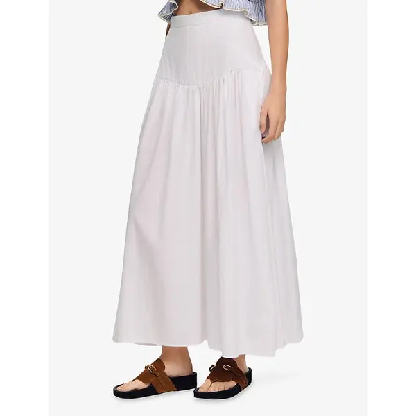 Sandro Side-tie Cotton Maxi Skirt
