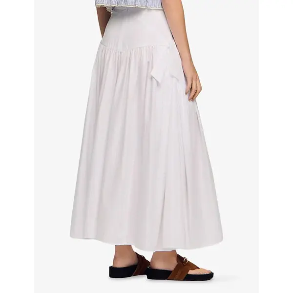 Sandro Side-tie Cotton Maxi Skirt