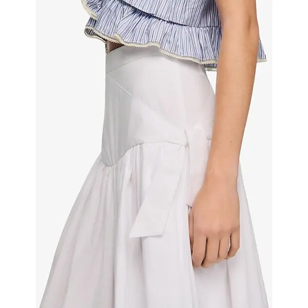 Sandro Side-tie Cotton Maxi Skirt
