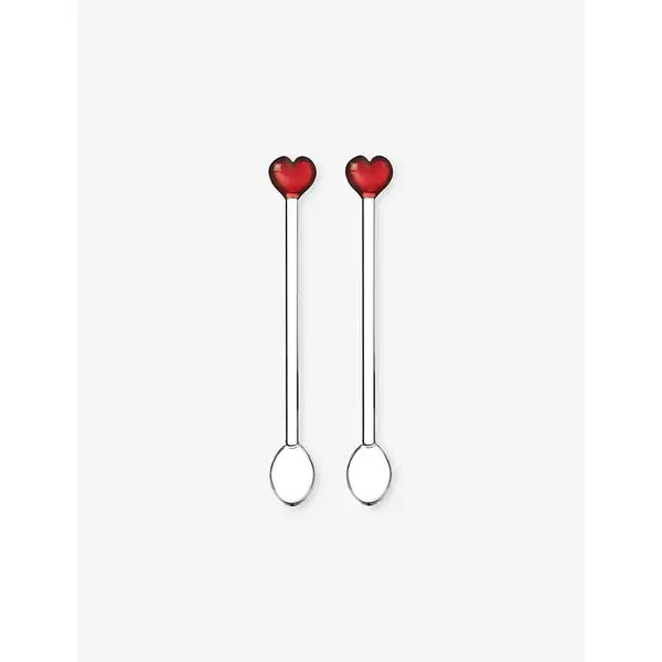 ICHENDORF MILANO Cuore Heart Set Of Two Borosilicate-glass Spoons - Red
