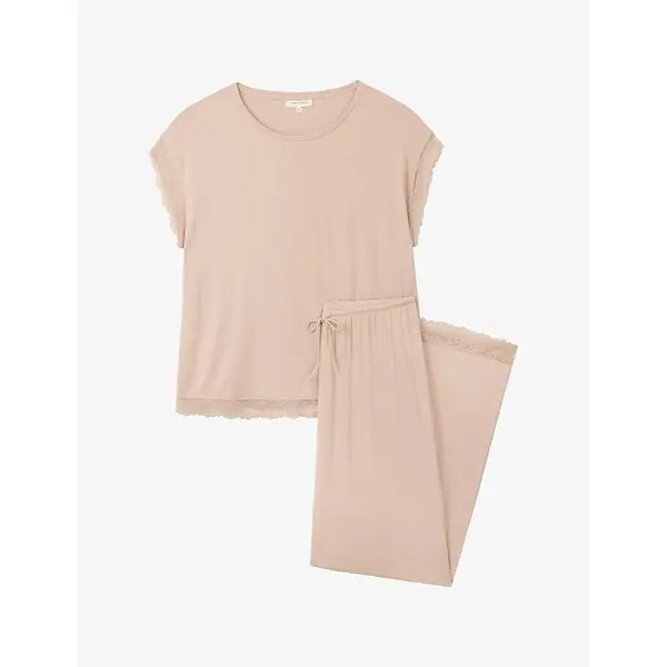 THE WHITE COMPANY Lace-trim Relaxed-fit Jersey Pyjama Set - Dusty Rose