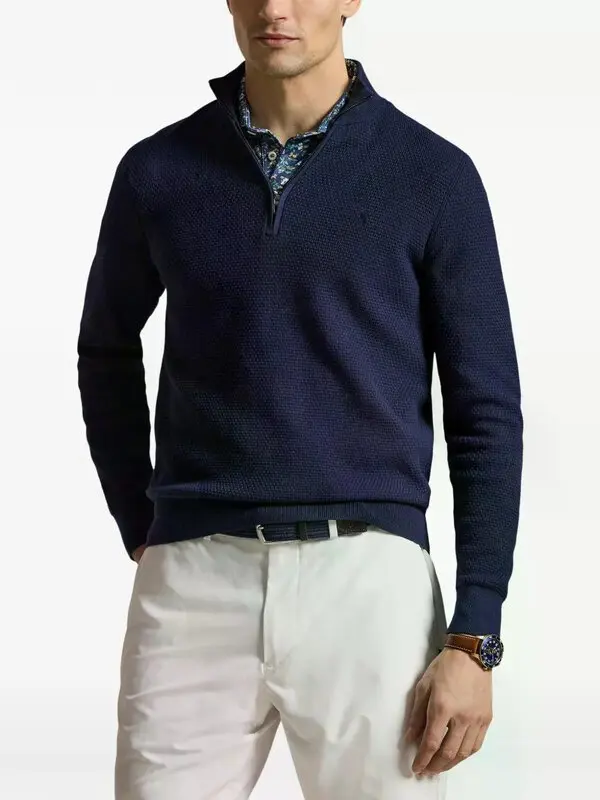 Rlx Ralph Lauren Half-zip Waffle Knit Sweater