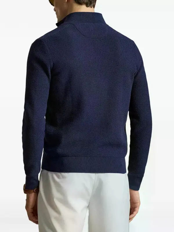 Rlx Ralph Lauren Half-zip Waffle Knit Sweater