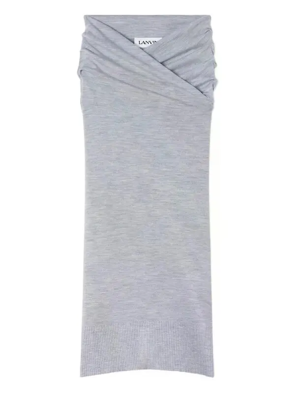 LANVIN Draped Wrap-effect Midi Skirt