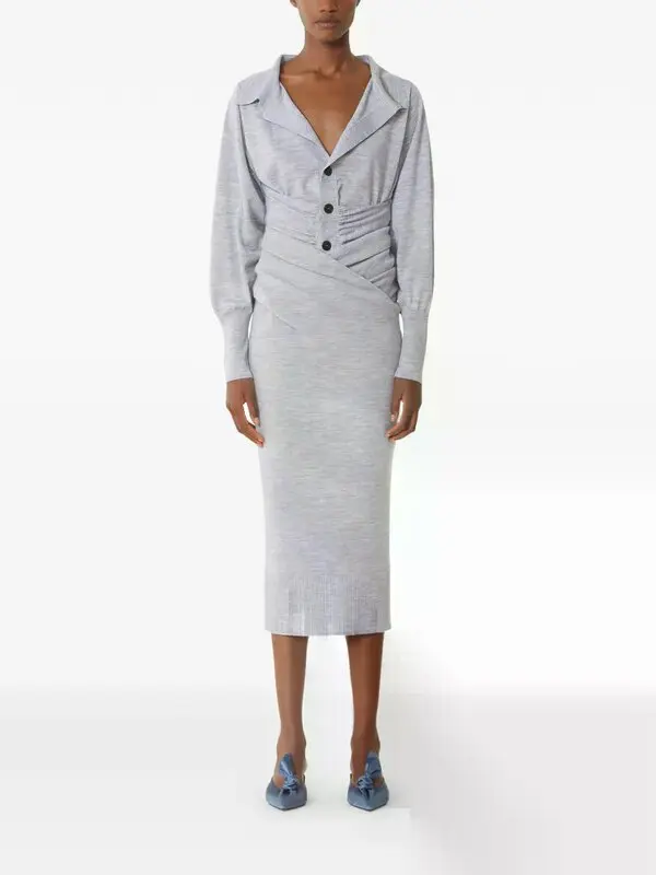 LANVIN Draped Wrap-effect Midi Skirt