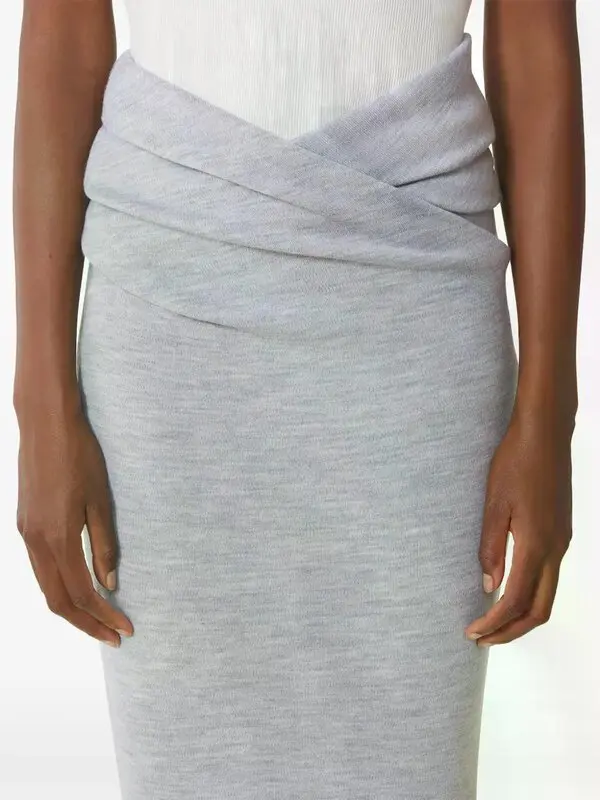 LANVIN Draped Wrap-effect Midi Skirt