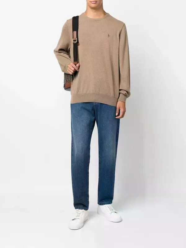 Polo Ralph Lauren Wool Jumper With Embroidered Polo Pony - Brown