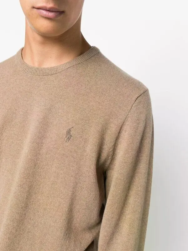 Polo Ralph Lauren Wool Jumper With Embroidered Polo Pony - Brown