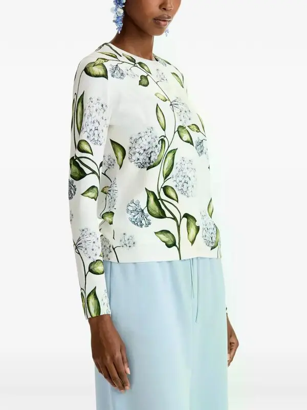 Oscar De La Renta Floral Print Cardigan
