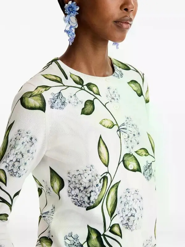 Oscar De La Renta Floral Print Cardigan
