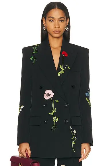 Stella McCartney Boyfriend Embroidered Tailored Blazer