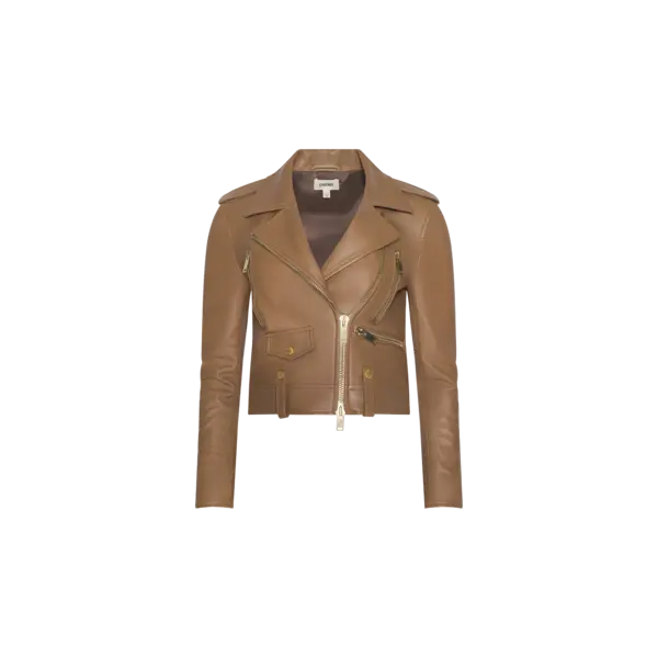 L'Agence Blakely Leather Biker Jacket - Soft Cognac